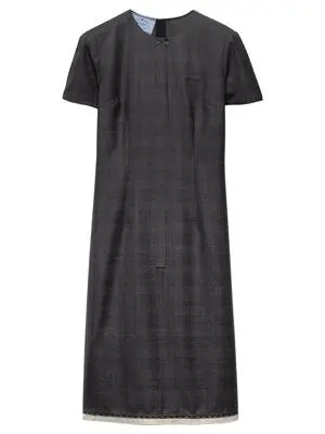 Prada Checked Wool Sheath Dress - Anthracite Gray