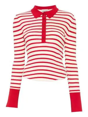SEMICOUTURE Striped Buttoned Polo Shirt - Neutrals