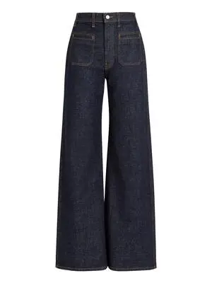 Khaite Delmonico Wide-leg Cut Denim Jeans - Indigo
