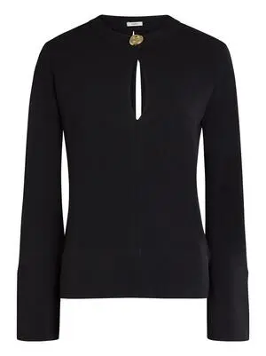 JOSEPH Fabiola Keyhole Jersey Blouse - Black