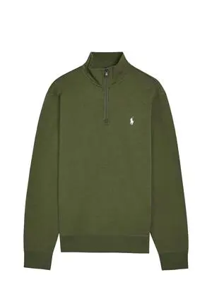 Polo Ralph Lauren Logo-embroidered Half-zip Sweatshirt - Olive
