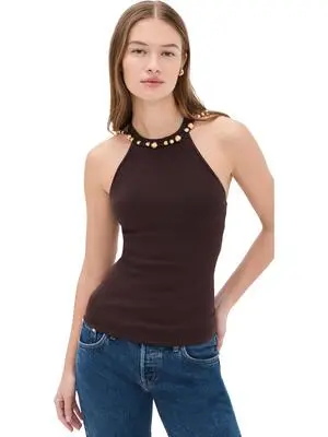 Aje Baroque Knit Tank - Chocolate