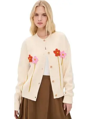 ANOTHER GIRL Crochet Flower Cardigan - Cream