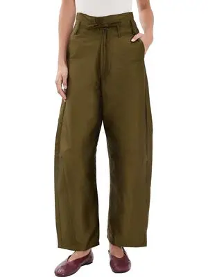 Chan Luu Techno Taffeta Barrel Pants - Olive