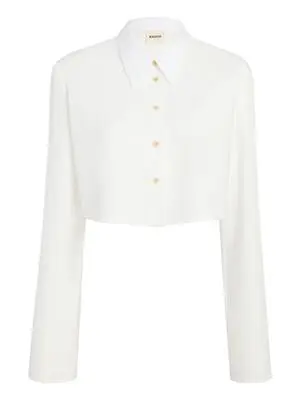 Khaite Fritz Long-sleeve Poplin Top - Chalk