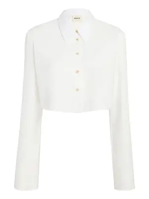 Khaite Fritz Long-Sleeve Poplin Top Chalk