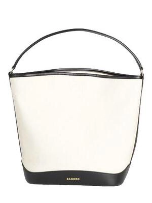 Sandro Handbag In Textile Fibers And Leather - Cream