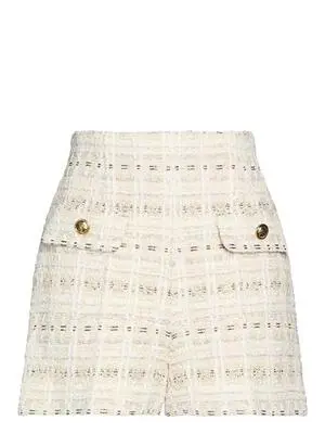 Sandro Tweed High Waisted Shorts - Beige