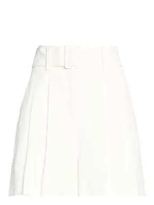 Sandro High-waisted Twill Shorts With Belt - White