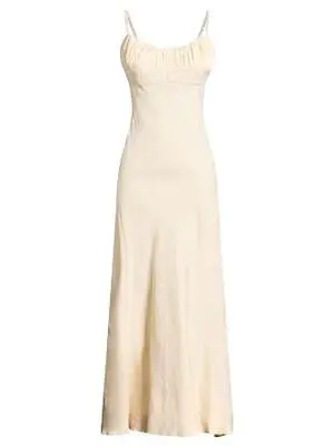 Sandro Maxi Dress Linen, Cotton, Elastane - Beige
