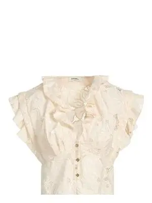 Sandro Ruched Lace Shirt - White