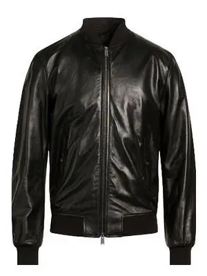 Add Leather Harrington Jacket - Black