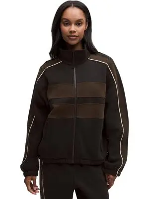 Lululemon Steady State Oversized Funnel Full Zip - Black/walnut Crunch/light Ivory