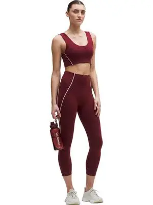 Lululemon Wunder Train No-line Piped High-rise Tight 25 - Burgundy Bay/light Ivory