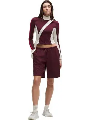 Lululemon Striped Baggy Low-rise Track Shorts - Burgundy Bay/light Ivory/oxford Red