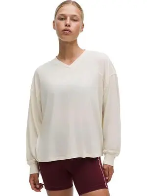 Lululemon Jersey Training V-neck Long-sleeve Shirt - Light Ivory