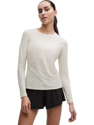 Lululemon Side-ruched Running Long-sleeve Shirt - Light Ivory