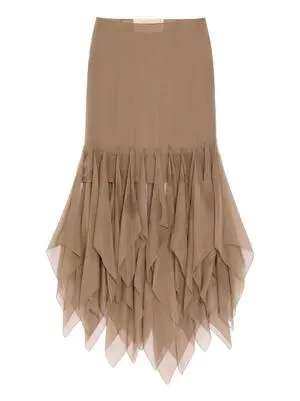 Valentino Garavani Asymmetrical Chiffon Skirt - Military Green