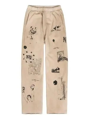 DUKE + DEXTER Sketch Printed Cotton Sweatpants - Off White