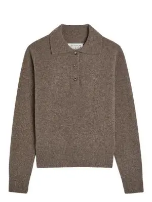 MAISON MARGIELA Wool Polo Jumper - Light Brown