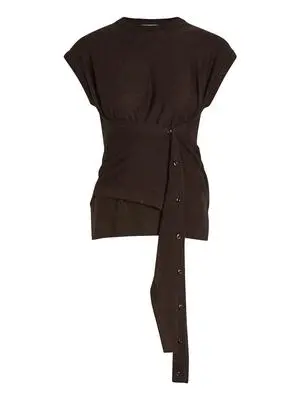 LEMAIRE Buttoned-panel Fine-knit Top - Dark Brown