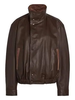 LEMAIRE High-Neck Leather Jacket