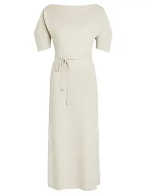 LEMAIRE Belted Off-the-shoulder Cotton-blend Midi Dress - Off White