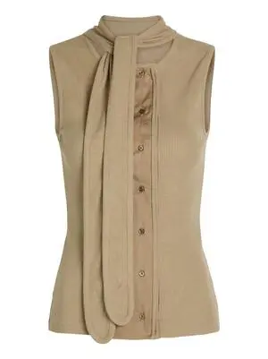 LEMAIRE Scarf-effect Cotton-blend Top - Sage
