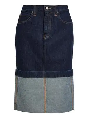 Khaite Turn-up Hem Denim Skirt - Indigo