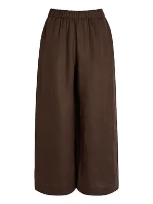 Max Mara Linen Wide-leg Trousers - Dark Brown
