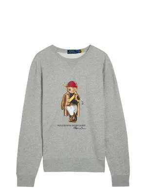 Polo Ralph Lauren Bear-print Cotton-blend Sweatshirt - Grey