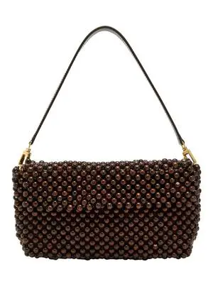 Staud Timmy Beaded Shoulder Bag - Dark Brown
