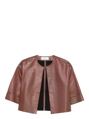 YVES SALOMON Laser-cut Lambskin Jacket - Brown