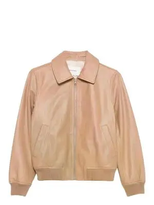 YVES SALOMON Zip-up Lambskin Jacket - Neutrals