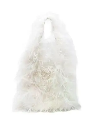YVES SALOMON Feather Top Handle Bag - White