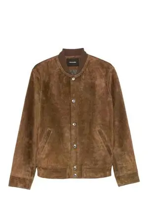 YVES SALOMON Button-up Calf Suede Jacket - Brown