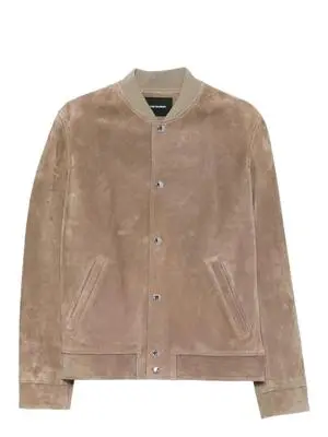 YVES SALOMON Suede Bomber Jacket - Neutrals