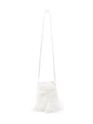 YVES SALOMON Feather Detail Cross Body Bag - White