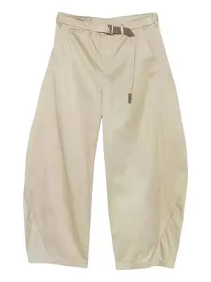 Sacai Belted Cotton Trousers - Neutrals