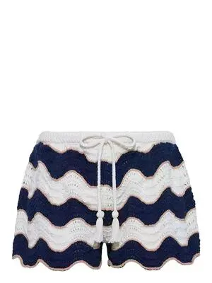 Cara Cara Aicha Wave-stripe Crochet Shorts - White