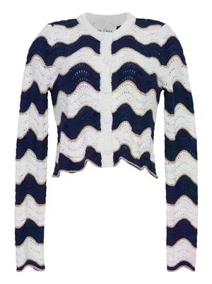 Cara Cara Jolene Wave-stripe Crochet Cardigan - Blue