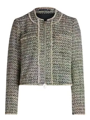 BETTY BARCLAY Tweed Fringed Jacket - Black