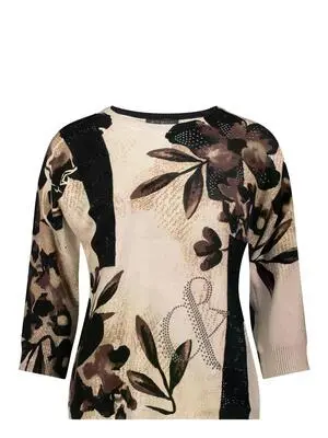 BETTY BARCLAY Floral Print Embellished Sweater - Neutrals