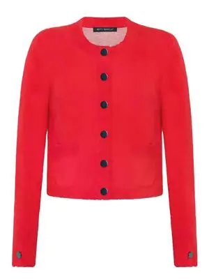 BETTY BARCLAY Button-up Cardigan With Patch Pockets - Red