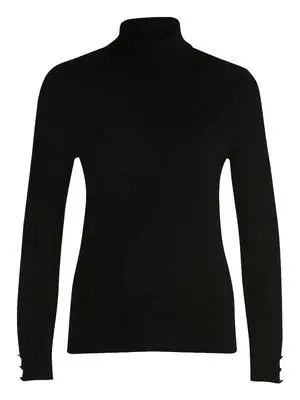 BETTY BARCLAY Button-cuff Turtleneck Top - Black