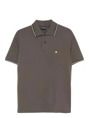 Emporio Armani Stripe-trim Polo Shirt - Grey