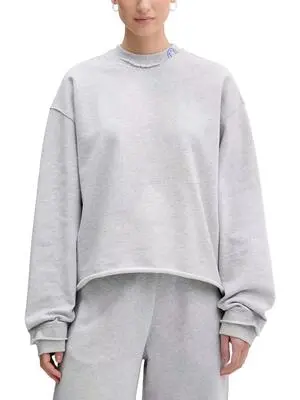 Hugo Frayed Logo Sweatshirt - Grey