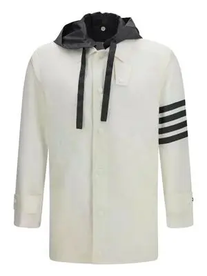Thom Browne Stripe-detail Hooded Coat - Neutrals