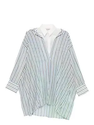 SEMICOUTURE Striped V-neck Shirt - White