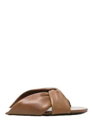 Saint Laurent Knotted Leather Sandals - Brown